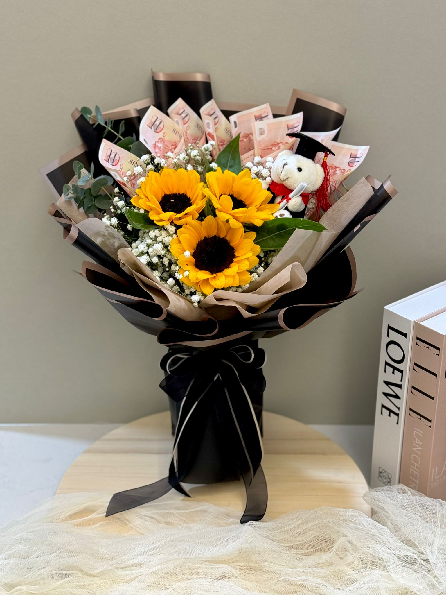 Graduation Money Bouquet - Sunflower – www.wgifts.sg